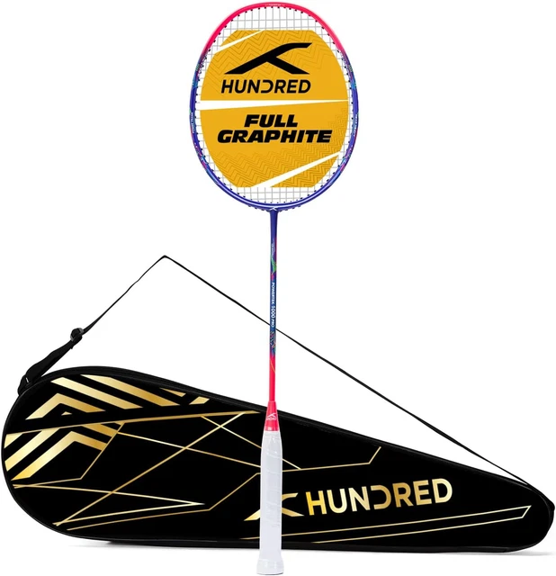 HUNDRED POWERTEK 1000 PRO Graphite Strung Badminton Racket with Full ...