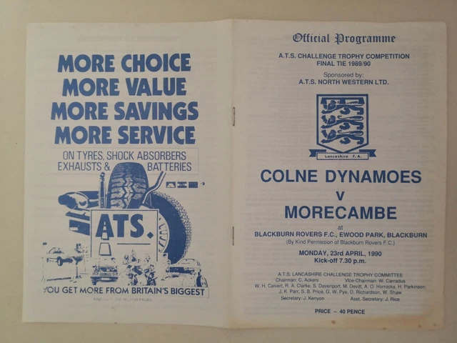 COLNE DYNAMOES V Morecambe ATS Challenge Trophy Final at Ewood Park ...