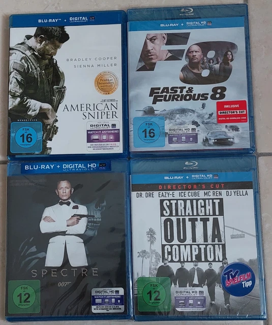 4 X BLU-RAY - Spectre - Fast & Furious 8 - Straight Outta Compton - OVP ...