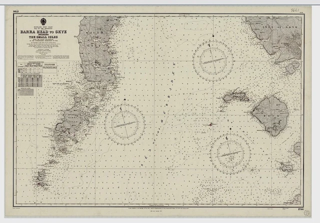 VINTAGE ADMIRALTY CHART. No.1796. BARRA HEAD to SKYE, & The SMALL ISLES ...