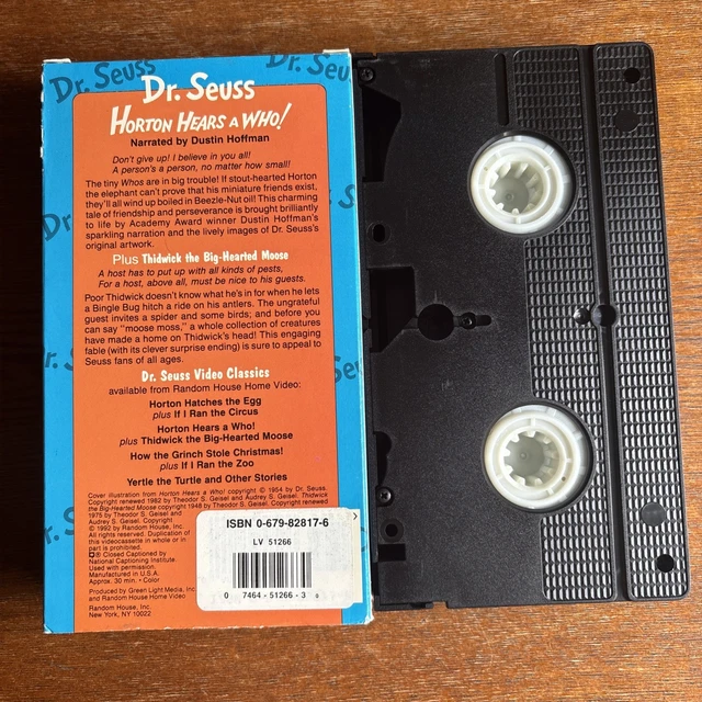 DR. SEUSS - Horton Hears a Who! VHS Tape 1992 Classic Kids Cartoon Show ...