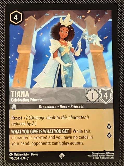 TIANA CELEBRATING PRINCESS 196/204 Super Rare Disney Lorcana TCG #6 £2. ...