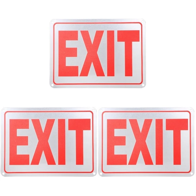SET OF 3 Reflective Logo Mall Exit Signs Indicator Emergency Weather ...