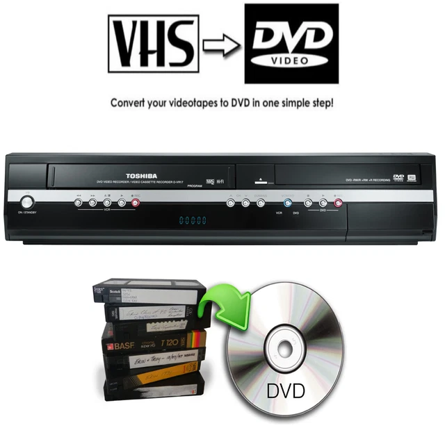 TOSHIBA DVR17KTB VHS DVD Recorder Copy VHS to DVD Combi EUR 174,27 - PicClick IT