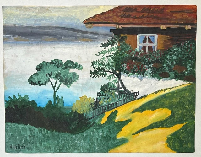 ADOLF HITLER (HANDMADE) Oil Drawing On old Paper Signed & Stamped £93. ...