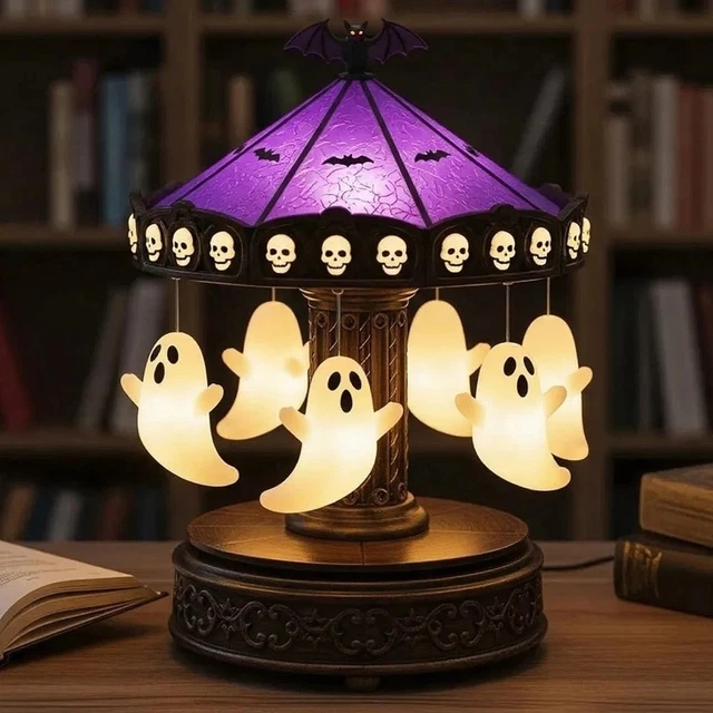 VINTAGE SPOOKY GHOST Carousel Desk Lamp-Rotating Night Light for ...