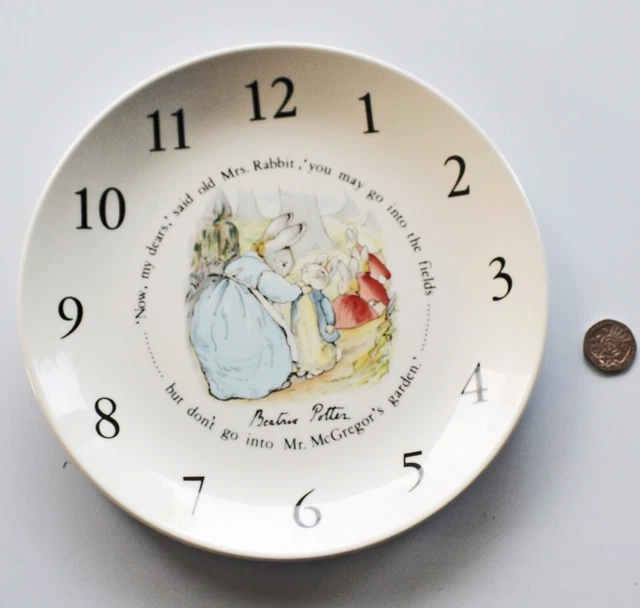 WEDGWOOD ENGLAND BEATRIX Potter Peter Rabbit 8" Clock Numbers Plate £9. ...