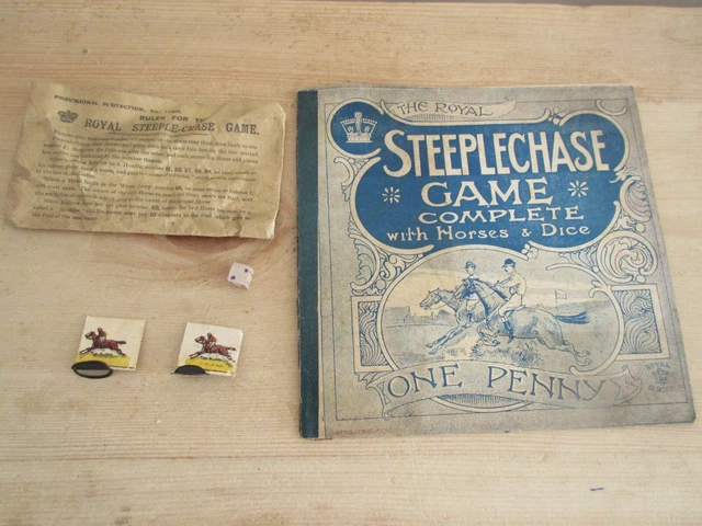 RARE VINTAGE C.1900 Royal Series Steeplechase Horse Racing Board Game ...
