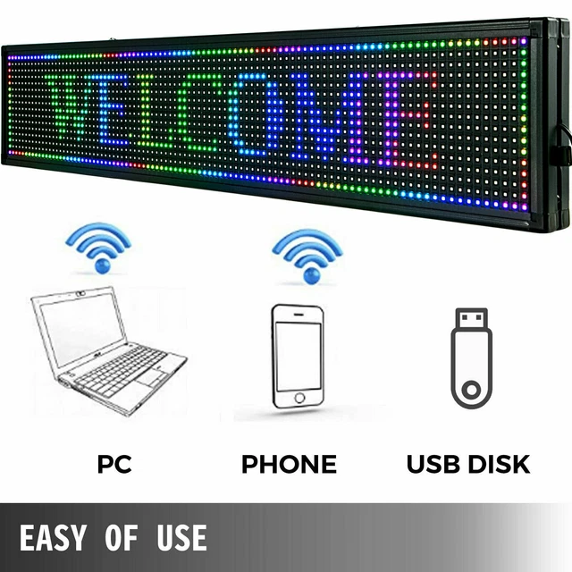 40&X8& LED SIGN Scrolling Message Display Board RGB 7-Color Creative ...