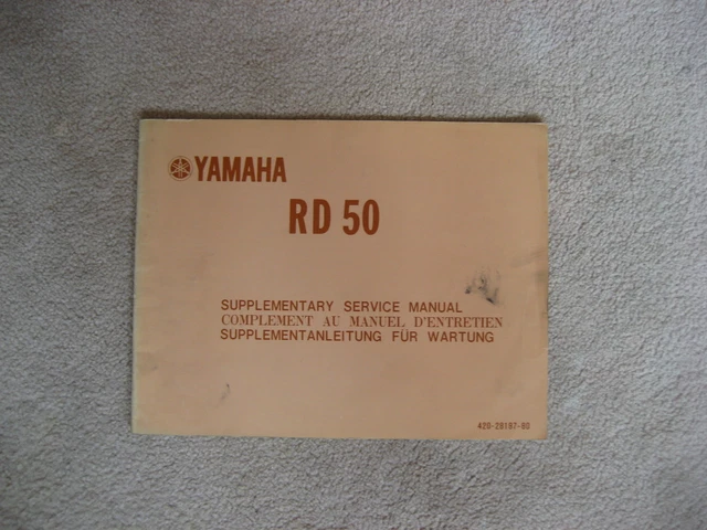 YAMAHA RD 50 Manuel, Pilote Manuel, Instructions de Maintenance, Livre ...