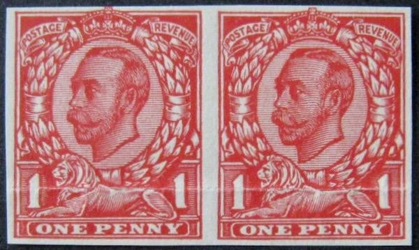 GV 1D RED Imperf. paper-trial pair, ungummed, unwatermarked. Cat. £280 ...