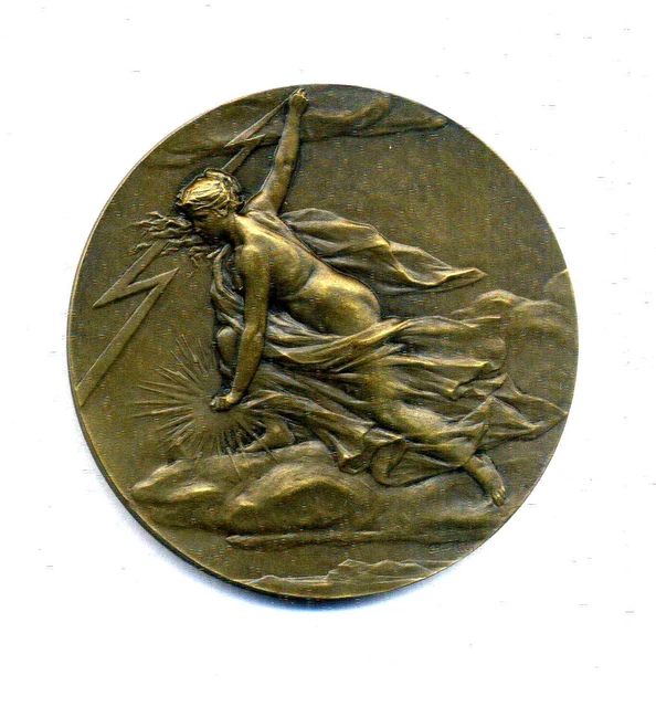 CONSTRUCTION ELECTRIQUE MÉDAILLE bronze par Ch. Pillet + Boite EUR 35 ...