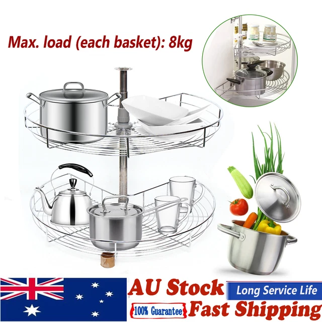 790MM KITCHEN PANTRY CORNER ROTATING CAROUSEL REVOLVING MENTAL BASKET ...