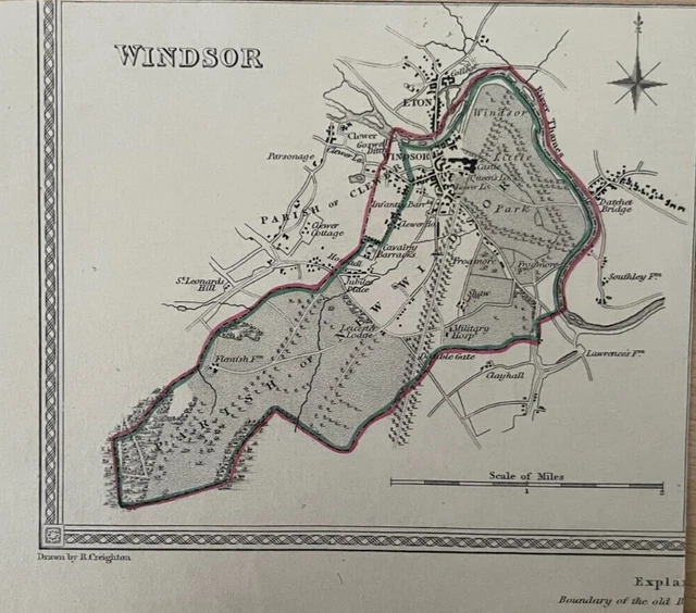 MAP OF WINDSOR Showing Boundary Of Borough Copper Plate Map 1835 ...