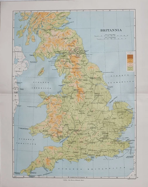 MAPPA CLASSICA BRITANNIA Londinium Trinobantes Vectis Ordovices Tamesa ...