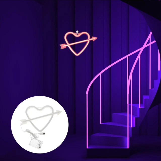LED SIGN LAMP Heart Light Decoration Valentine's Day Neon Lights £12.68 ...
