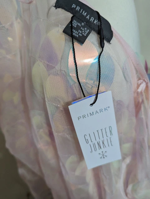 PRIMARK IRIDESCENT SEQUIN KIMONO Sparkly MERMAID / HOLO FESTIVAL JACKET ...