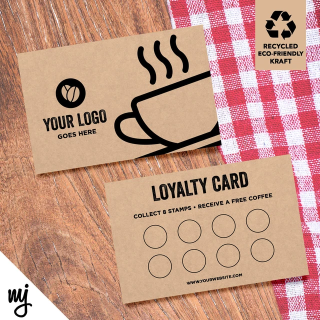 KRAFT LOYALTY CARDS Eco Recyclable | Coffee Cafe Restaurant Business 02 ...