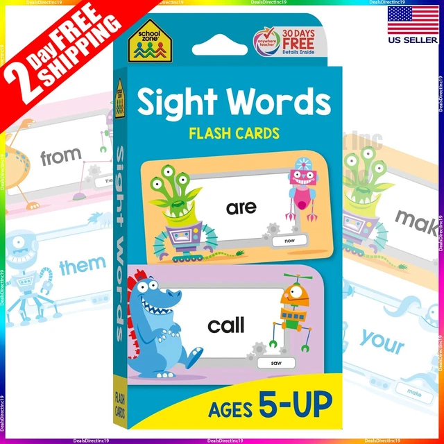 SIGHT WORDS FLASH Cards School Zone Learn to Read, Reading Activities ...