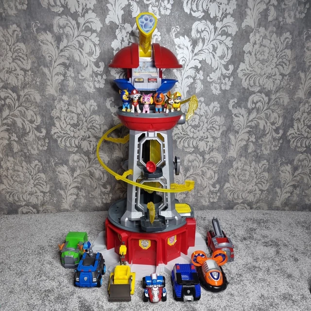 PAW PATROL MIGHTY Pups Lookout Tower Light And Sounds Vehicles Bundle ...