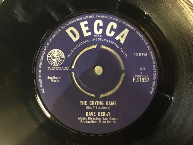 DAVE BERRY . THE CRYING GAME . 1964 original 7” vinyl £7.99 - PicClick UK