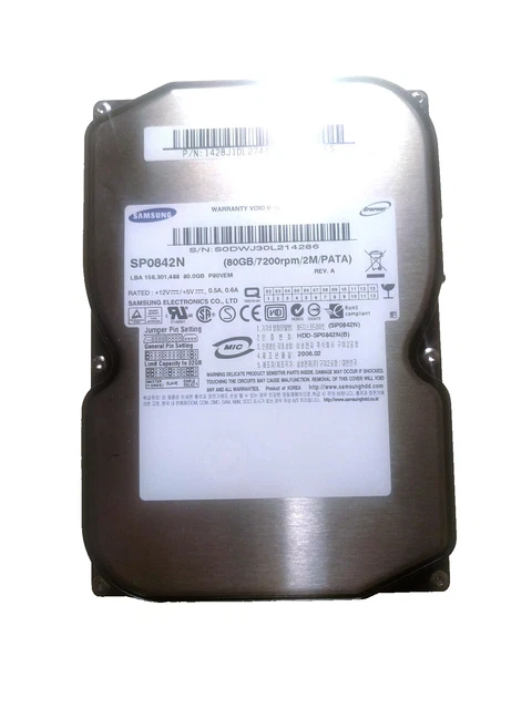 SAMSUNG SP0842N 80GB 7200RPM 2M PATA Internal Hard Drive $21.66 ...
