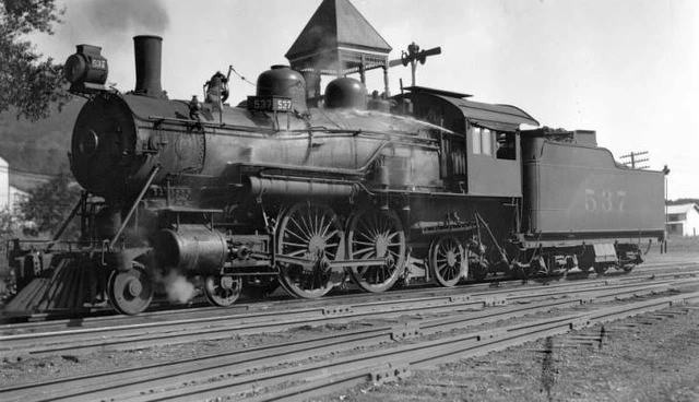 AT&SF SANTA FE Railroad locomotive engine No. 537 type 4-4-2 OLD TRAIN ...