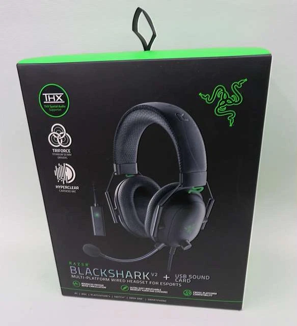 RAZER BLACKSHARK V2 + USB Sound Card Multi-Platform Wired Gaming ...