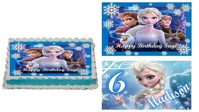 FROZEN ELSA EDIBLE Image Cake Topper Thick Icing Sheets Rectangular EUR ...