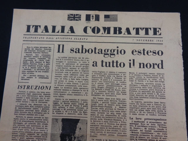WW2 ITALIAN CAMPAIGN PROPAGANDA AIR DROP LEAFLET "ITALIA COMBATTE" (Nov ...