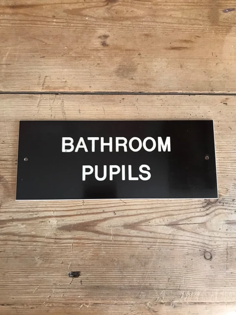 ANTIQUE LAYERED PLASTIC Bakelite Door Sign 1960's 1970s Bathroom Pupils ...