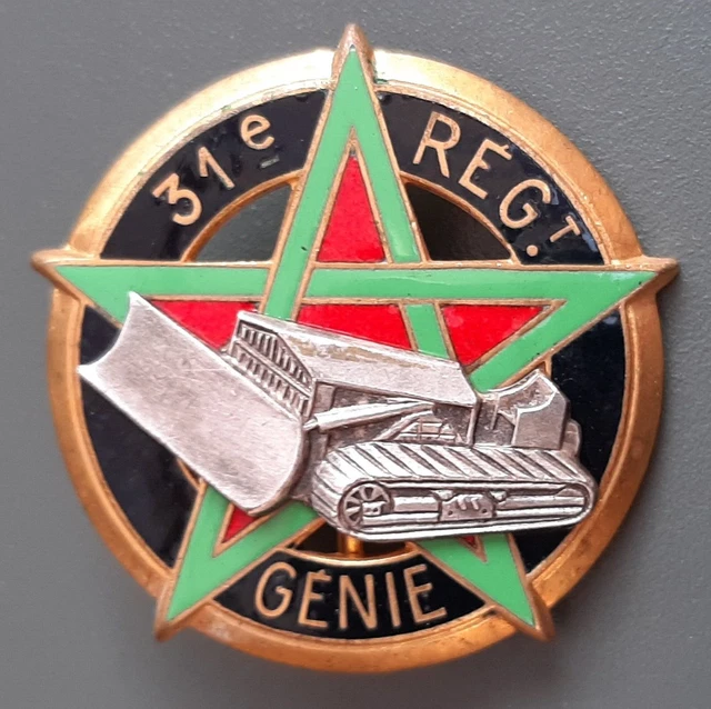 INSIGNE BADGE 31° RG Maroc Régiment Génie AFN relief O.F.S.I. ORIGINAL ...