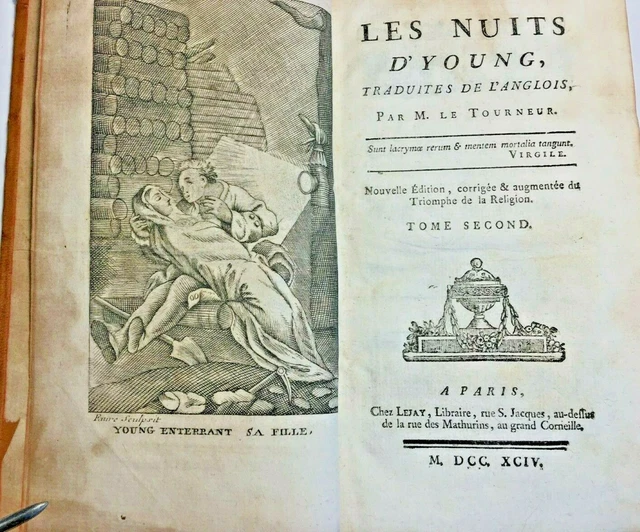 LES NUITS D'YOUNG; Le Tourneur, Tome 2, Lejay, 1794… EUR 18,50 ...