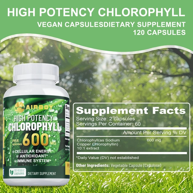 CHLOROPHYLL CAPSULES 600MG - Anti-aging,Joint Bone Skin Hair Health ...