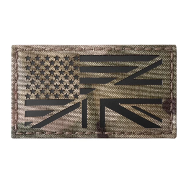 UK USA UNION Jack flag infrared IR multicam IFF 3 5x2 laser hook patch ...