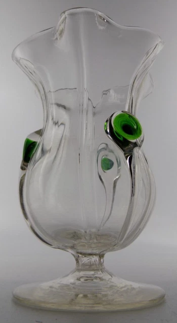 ART NOUVEAU STUART & Sons Green Peacock Eye & Trailed Glass Vase C.1900 ...