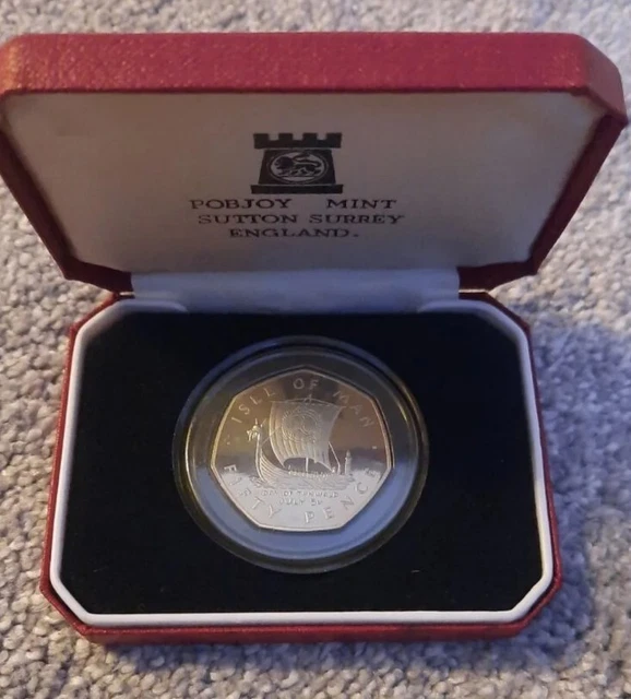 1979 ISLE OF Man Silver Proof 50p Coin of Tynwald Royal Visit Pobjoy ...