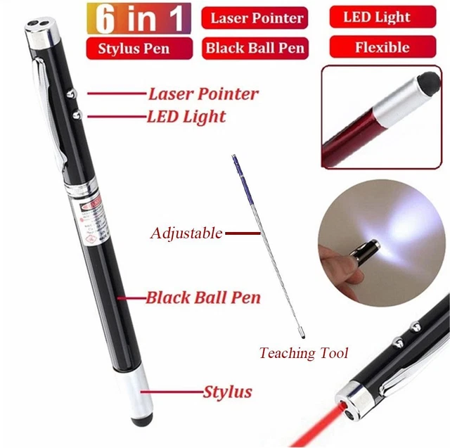 POWERFUL LASER POINTER 6-in-1 Stylus Pencil Writing Pen Remote RED ...