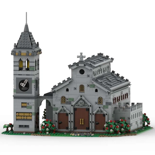 MEDIEVAL CATHEDRAL MODEL with Tower Clock Modular Building 2832 Pieces ...