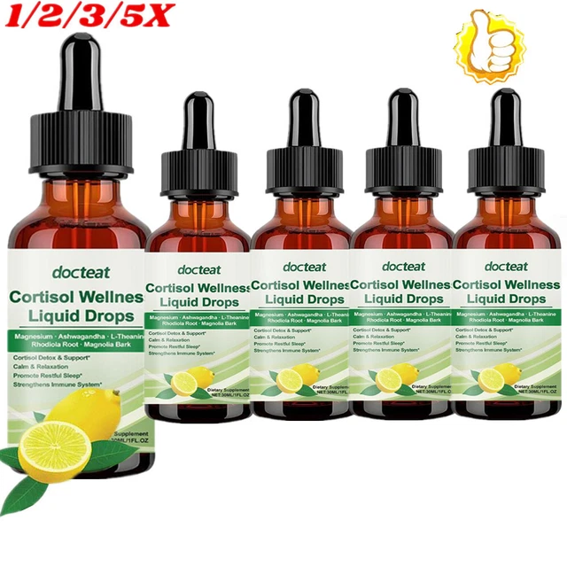 CORTISOL SUPPLEMENT LIQUID Drops, 17-In-1 Cortisol Detox W. Magnesium ...