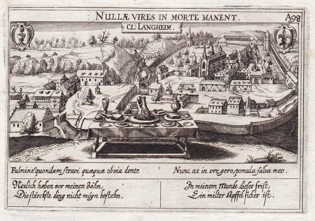 LICHTENFELS KLOSTER LANGHEIM Oberfranken Bayern Kupferstich Meisner ...