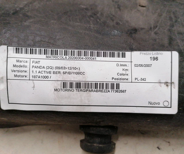 MOTEUR ESSUIE-GLACE AV pour FIAT PANDA (3U) 1.3 MJT 16V Ber. 2003-2010 ...