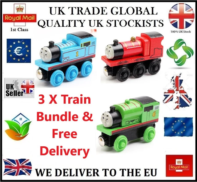 3 X THOMAS The Tank Engine Train Bundle Wooden Toy Magnetic Inc James ...