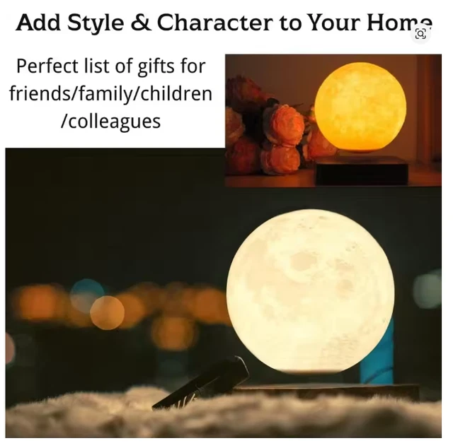 LEVITATING MOON LAMP, Magnetic Floating Moon Lamp Spinning Luna Night ...