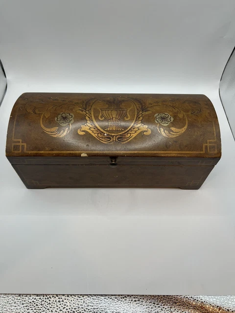 REGENCY JEWELRY BOX In Walnut Antique Marquetry Inlay Vintage 12X5X5 ...