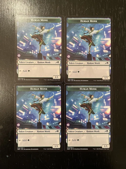 HUMAN MONK TOKEN 010/019 X4X NM/M Neon Dynasty NEO Magic the Gathering ...