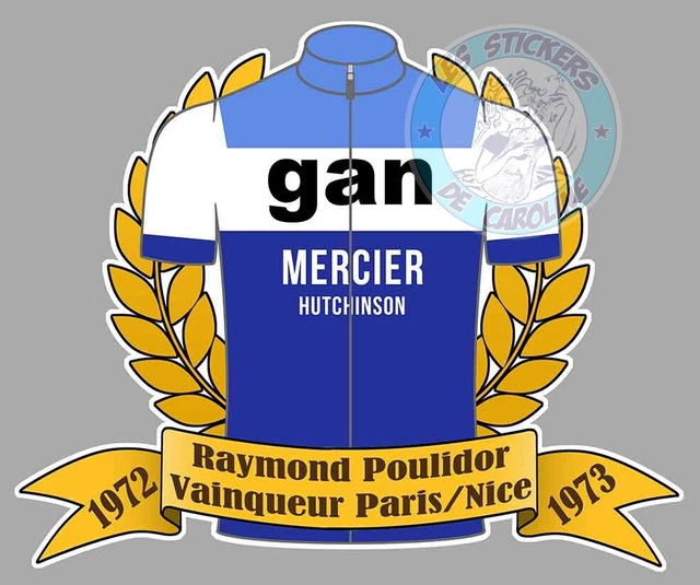 STICKER MAILLOT VELO Raymond Poulidor Gan Mercier Hutchinson ...