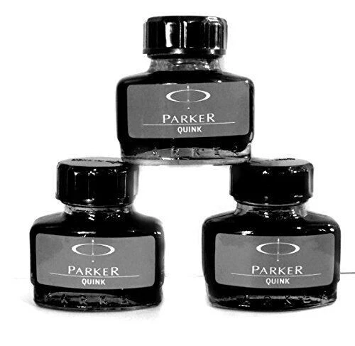 PARKER QUINK FOUNTAIN Ink Bottle Black Ink Pack of 3 Student Gift ...