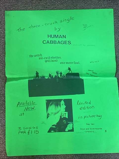 RARE HUMAN CABBAGES Flyer/Poster 80s Coventry Band £19.99 - PicClick UK