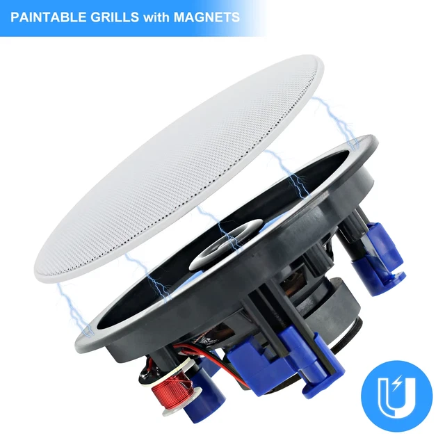 4 INCH FLUSH Mount Two-Way Stereo Ceiling Bluetooth Speaker for Indoor ...